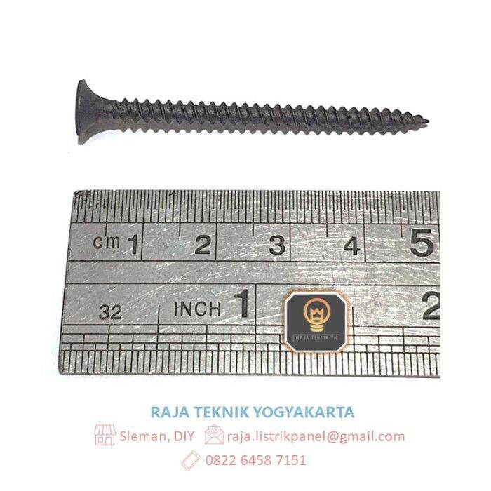 Baut Sekrup Skrup Gypsum Hitam 5 Cm Paku Skrew Drat Kasar | Lazada ...