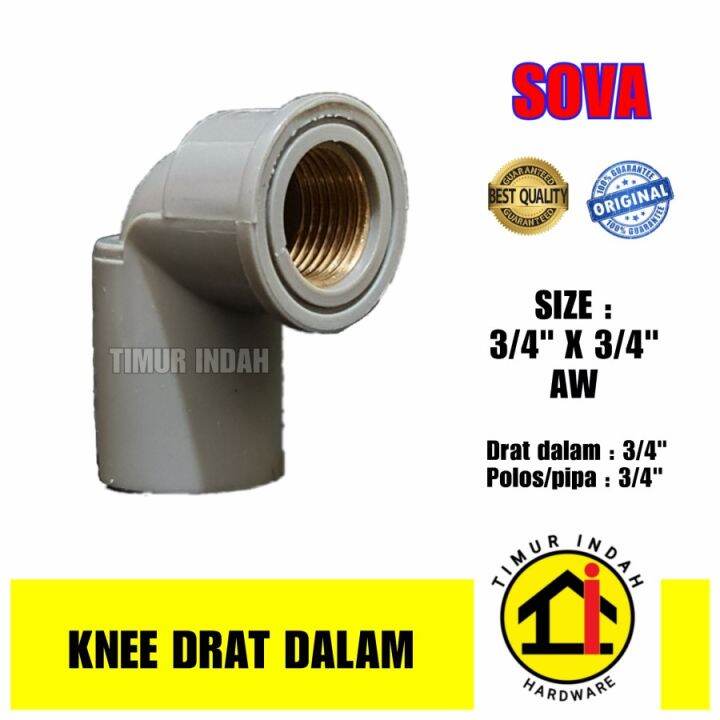 SOVAkdd3/4 - faucet knee 3/4" keni drat dalam 3/4" keni drat kuningan 3 ...