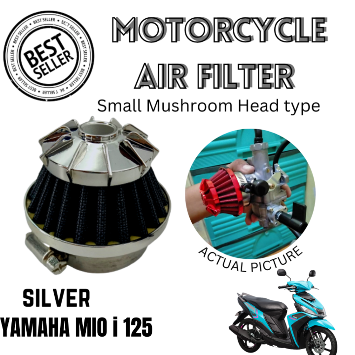 MOTORCYLE AIR FILTER FOR YAMAHA MIO i 125 | SILVER | SMALL MUSHROOM ...