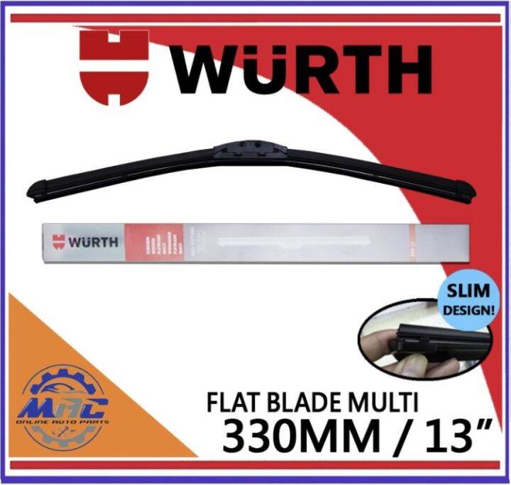 Wurth FLAT Wiper Blade 330mm 13" Graphite Coated Car Wiper Blade Multi ...