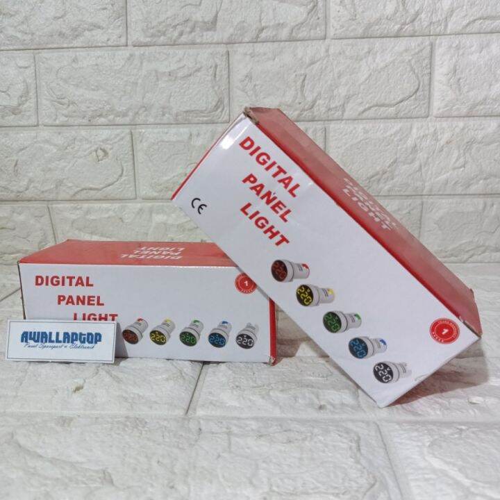 panel light led pilot 220v + voltmeter volt meter ac 220v hijau kuning ...