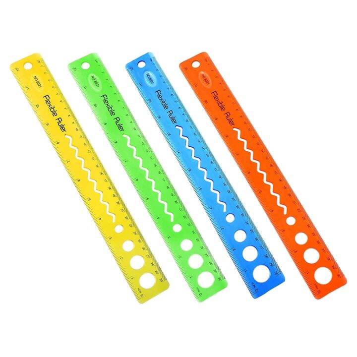 Flexible Ruler 12 Inch 4 Piece Student Transparent Ruler Student Anti ...