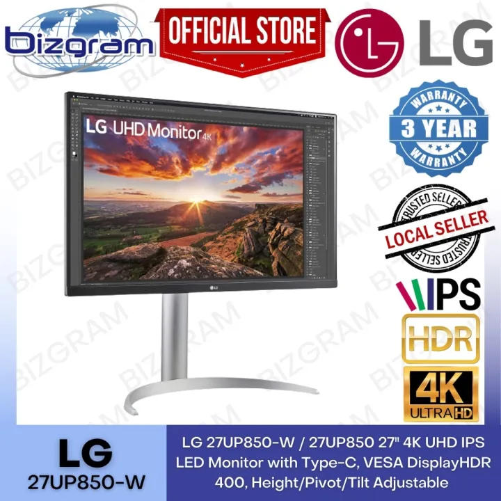 LG 27UP850-W / 27UP850 27'' 4K UHD IPS LED Monitor with Type-C VESA ...