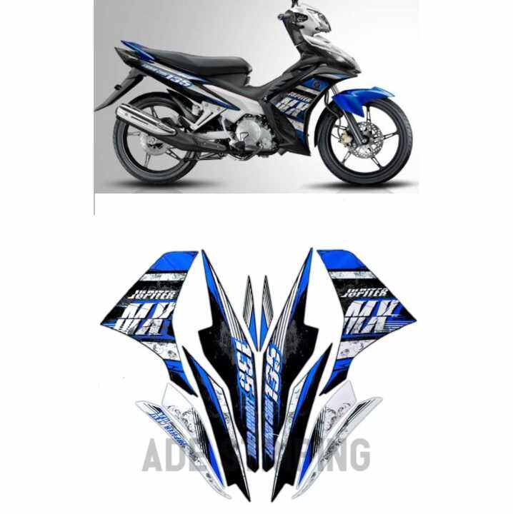 STIKER STRIPING LIS BODY MOTOR YAMAHA JUPITER MX 135 2013 BIRU STANDAR ...