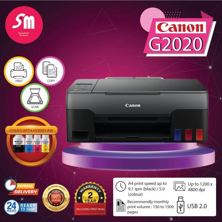Canon PIXMA G2020 A4 Inkjet Color Printer (Print, Scan, Copy) with ...