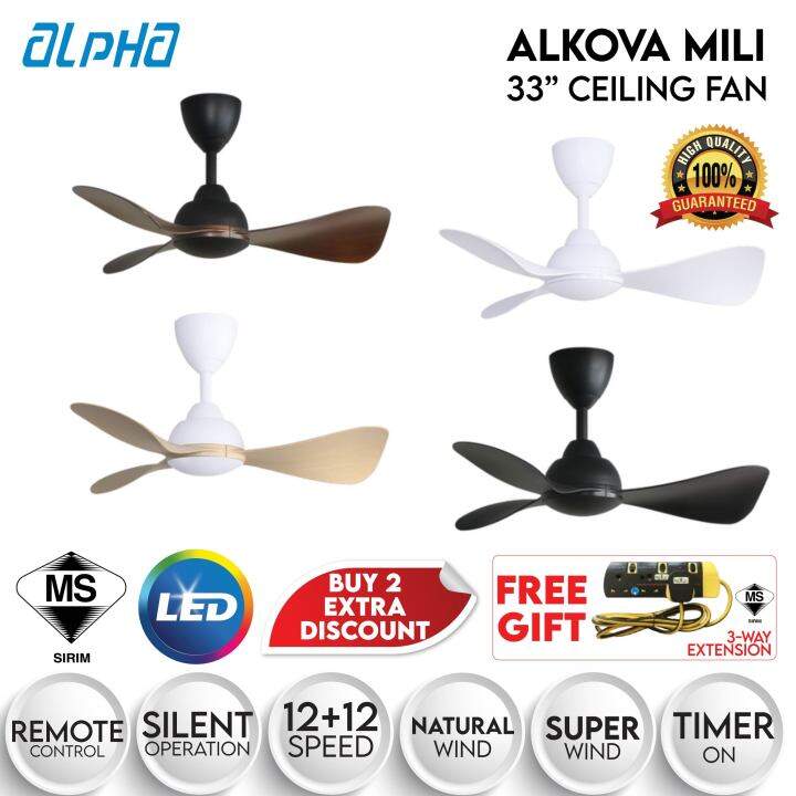 Alpha Alkova Mili DC Motor 12 Speeds Remote Ceiling Fan With 3 Colours ...
