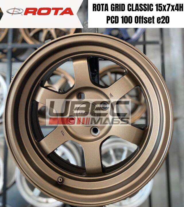ROTA GRID CLASSIC Wheels 15x7x4H PCD 100 Offset e20 Speed Bronze Face ...