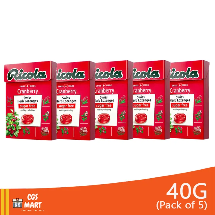 Pack of 5 Ricola Cranberry Sugar Free Swiss Herb Lozenges Hard Candies 40g | Lazada PH