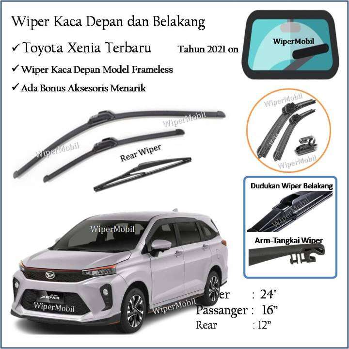Wiper Frameless Kaca Depan Belakang Daihatsu Xenia Terbaru 2021 2022 2023 2024 2025 | Lazada ...