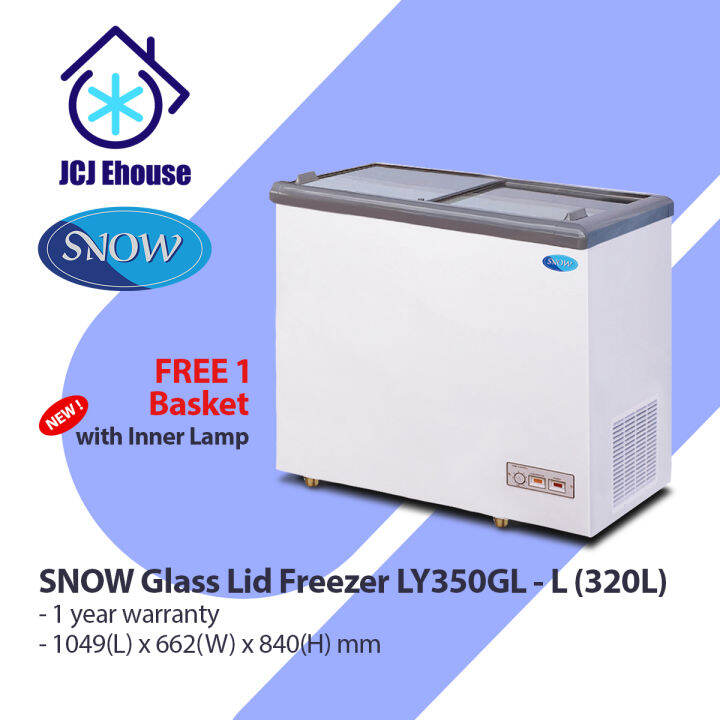 SNOW FREEZER / SNOW GLASS LID CHEST FREEZER LY350GL - L ( 320L ) / WITH ...