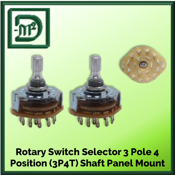 Rotary Switch Selector 3 Pole 4 Position 3P4T Shaft Panel Mount (2pcs ...
