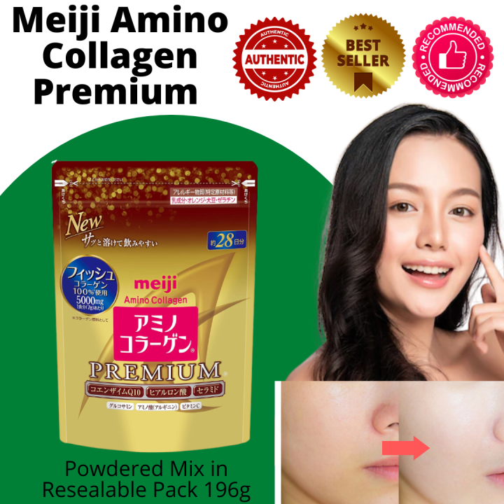 Meiji Amino Collagen Premium Powdered Mix in Resealable Pack 196g | Lazada PH