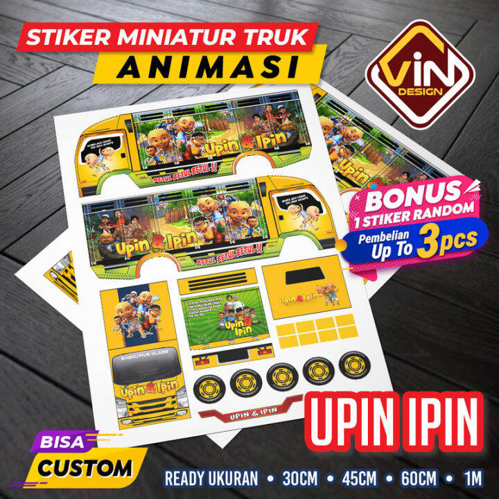 STIKER MINIATUR TRUK / UPIN IPIN KUNING / KARTUN / POLA STICKER ...