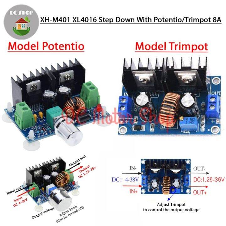 XH-M401 XL4016 Step Down With Potentio 8A DC-DC Buck Converter 1.3-36V | Lazada Indonesia
