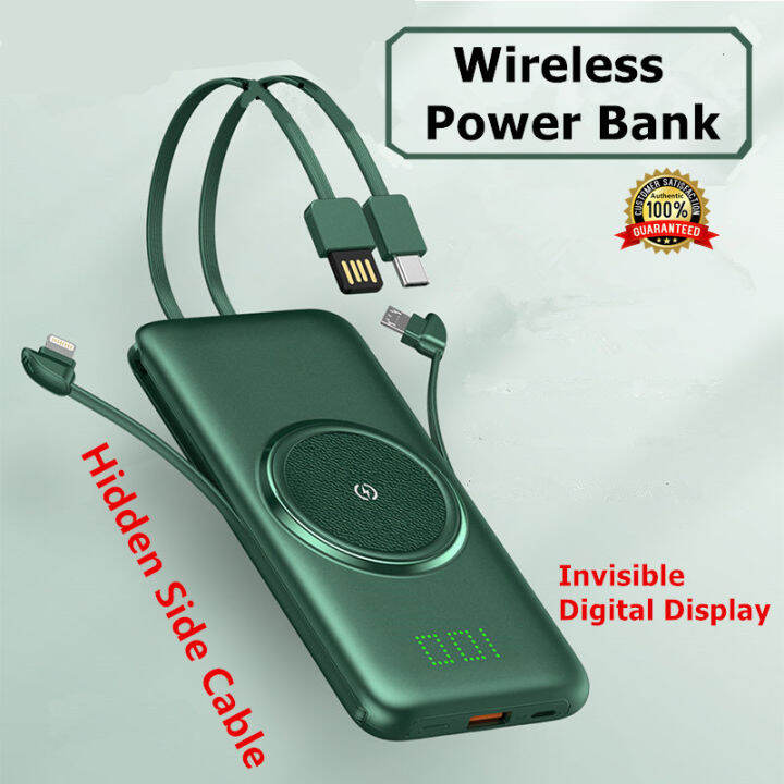 Wireless Power Bank Build in 4 Cable Original Full Capacity 10000mAh to ...