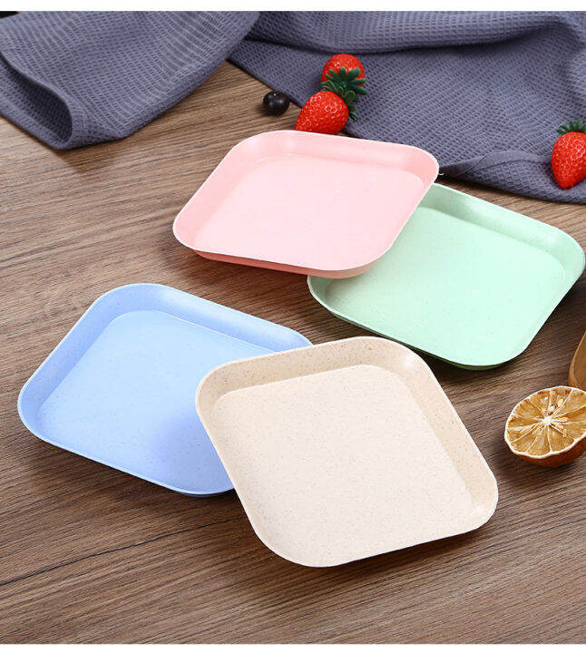 Homejade Nordic Tableware Plate Pastel Color Wheat straw Spit Bone Dish ...
