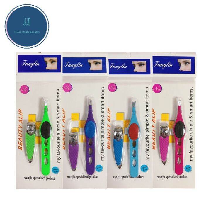 *GWK* Stainless Steel Eyebrow Tweezers Chanie with Small Nail Cutter ...