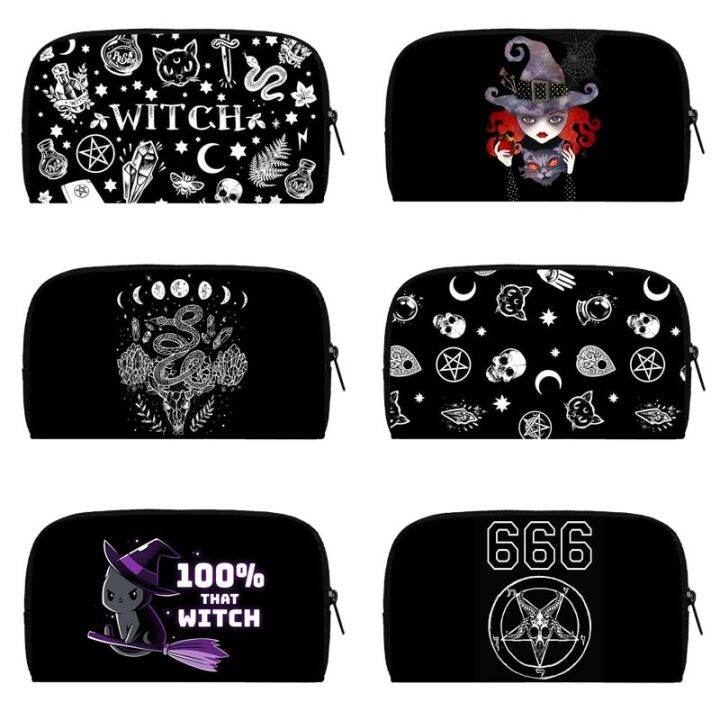 [HOT P] Cute Black Cat Witch Wallet Women Money Bags Witchcraft Skull ...
