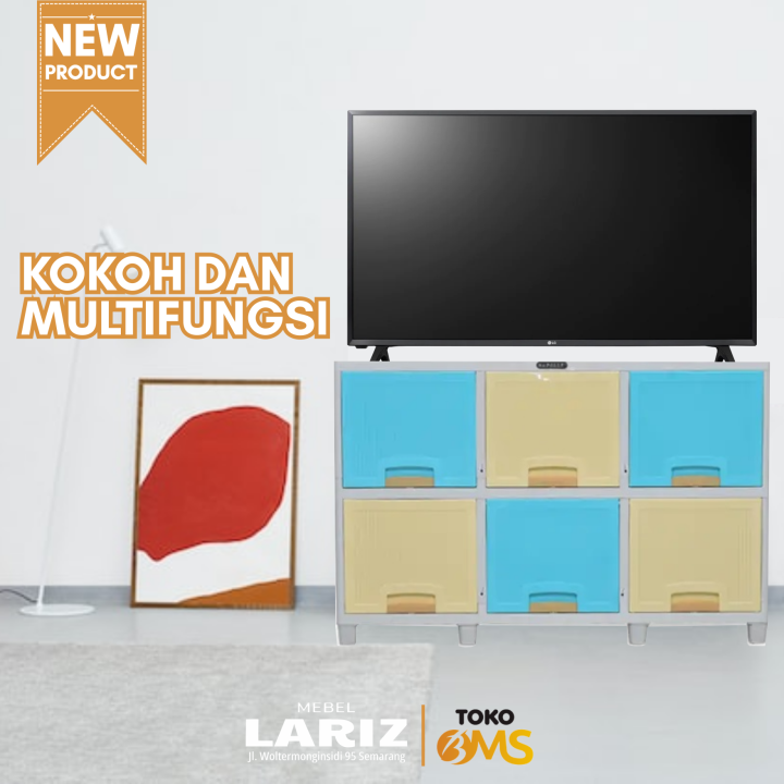 Lemari Serbaguna Lemari TV Plastik Kontainer Susun Pintu Flip 6 Susun Locker Box 3206 Napolly ...