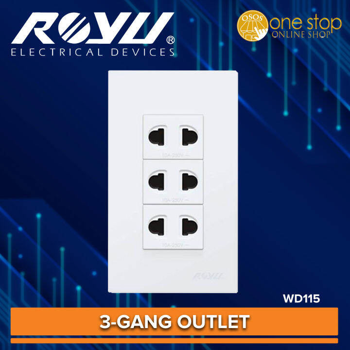 Royu Wide Series Universal Outlet Set 3 Gang WD115 *OSOS* | Lazada PH