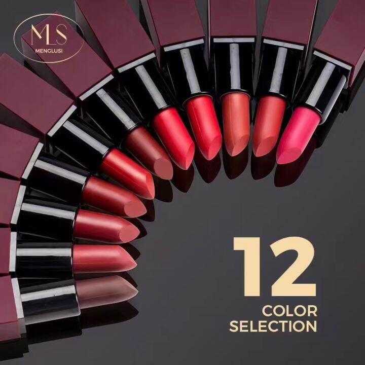 MLS Matte Lipstick 12Color Matte Lipstick Waterproof Long Lasting Lip Make Up Cosmetic | Lazada PH