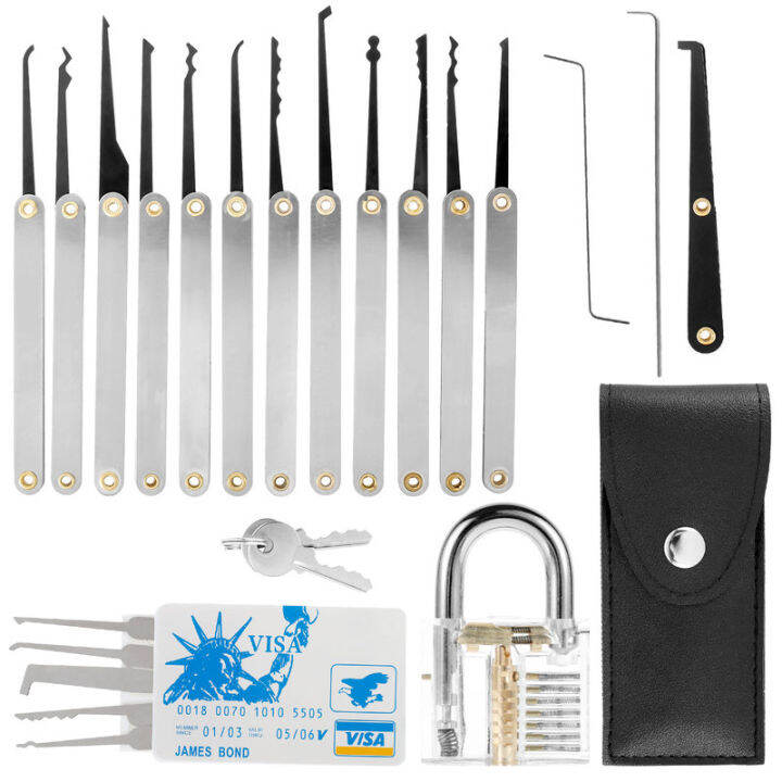 Practice Lock Set Visible Cutaway Transparent Keyed Padlock Training Skill Lock Pick Set for ...