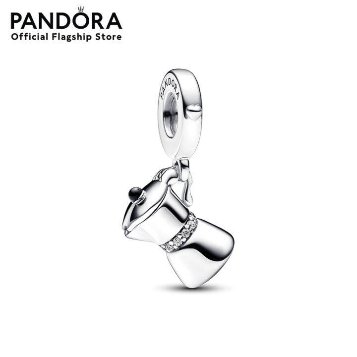Pandora Moka pot sterling silver dangle with clear cubic zirconia and ...