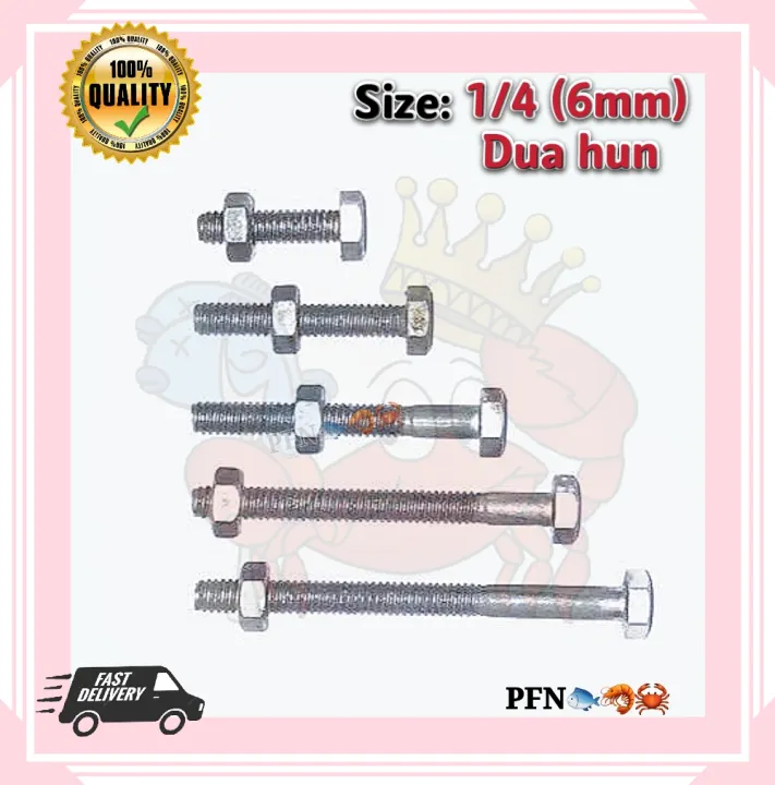 💥 Ready Stock💥 Skru besi ⚡1/4 (6mm) (Dua hun)⚡ Panjang3/4 - 5inci Iron ...