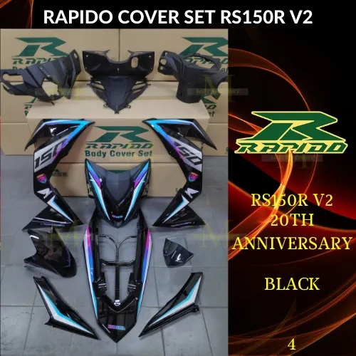 RAPIDO COVER SET RS150R/RS150 V2 V3 20TH ANNIVERSARY (4) BLACK (STICKER ...