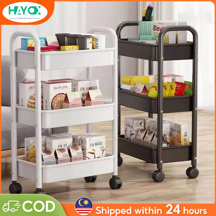 Bath Rack 4 layer Bathroom Shelves Rolling Trolley Kitchen Organizer ...