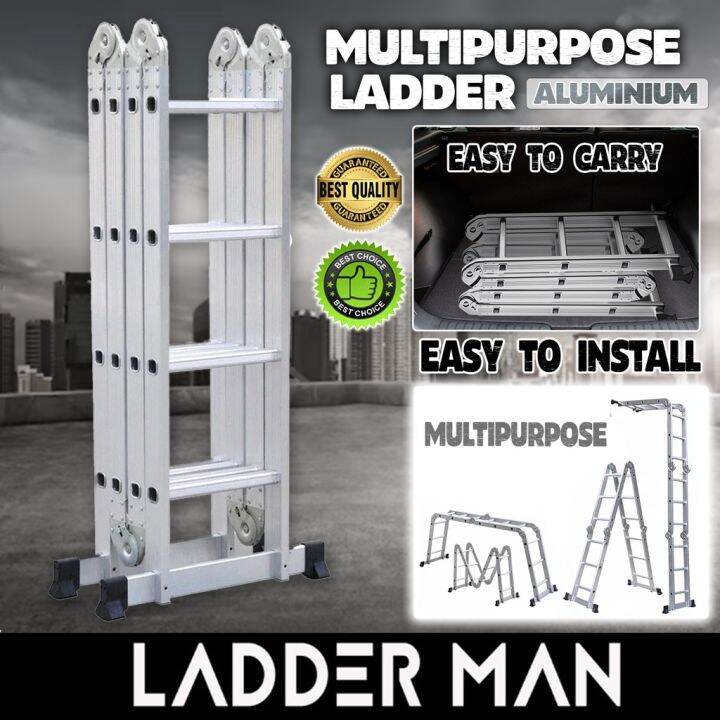 16 STEP (4.7M) / 12 STEP (3.7M) Aluminium Multipurpose Ladder Aluminium ...