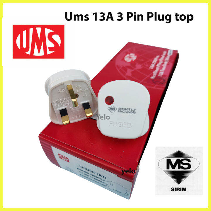 UMS 13A 3Pin Plug Top Neon (SIRIM) UK Design Safety Kepala Plug SIRIM ...