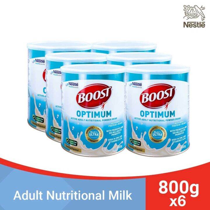 Genuine Nestle Boost Optimum Vanilla Adult Milk Powder 800G - Pack Of 6 | Lazada PH