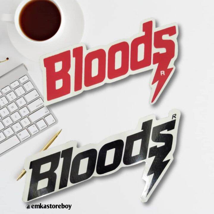 Stiker Distro Brand Bloods Anti air Tahan Panas Isi Satu Pasang Sesuai ...