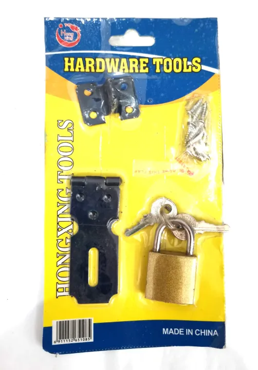 Safety Door Padlock Gate Hinge Hasp Lock with Padlock Key Pack | Lazada PH