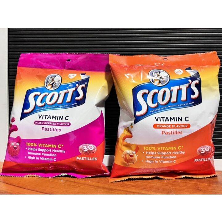 SCOTT'S Vitamin C Pastilles Orange or Mixed Berries Foil Pack 30 ...