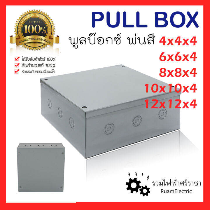 Pull box พลูบ๊อกซ์ พ่นสีมาตรฐาน พูลบ็อกสีเทา กล่องพักสายไฟ ขนาด 4x4x4 ...