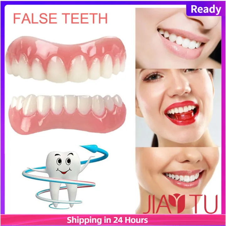 Jiay Tu หน้ากากอนามัยสีขาวสดใสแบบ2ชิ้น,ชุดวีเนียร์สำหรับจัดฟันขาวบน ...