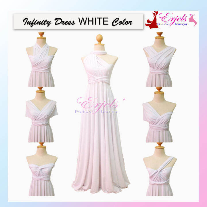 WHITE Infinity Dress Floor Length With Attached Tube | Cotton Spandex ...