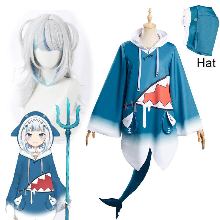 VTuber Hololive Gawr Gura Costume Shark Suit Gawr Gura Cosplay Wig and ...