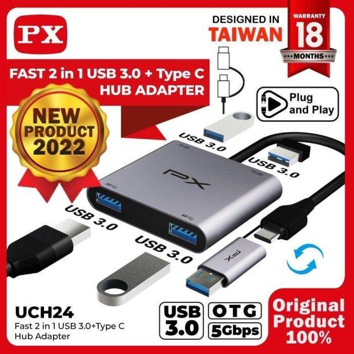 PX USB Hub 4 Port 2 In 1 USB Type C + USB 3.0 To USB 3.0 Converter | Lazada Indonesia