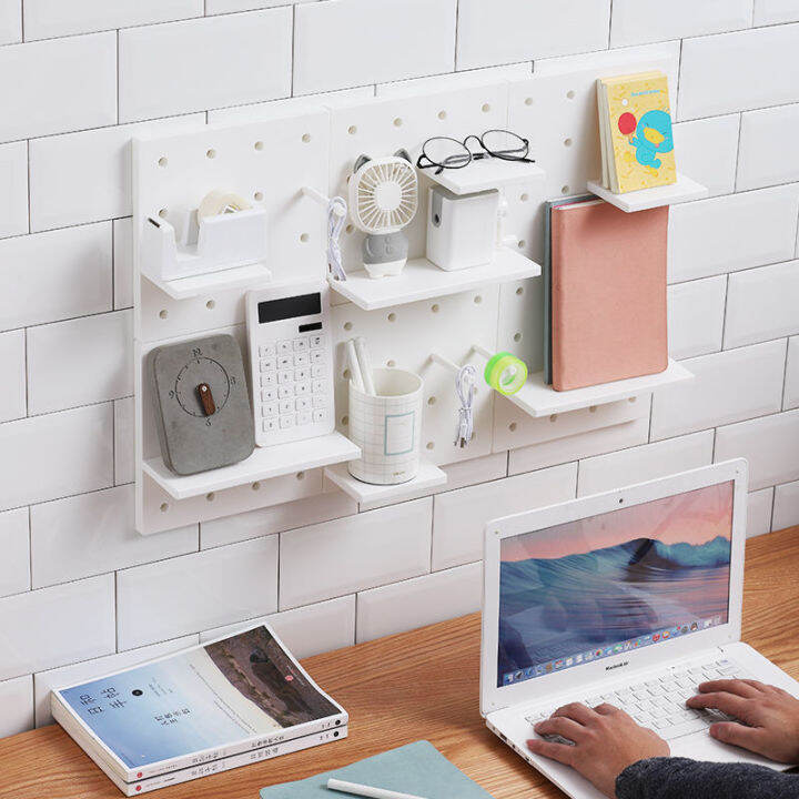 Pegboard Organizer Wall Rack Shelf Storage Diy Plastic Hole Board Wall ...