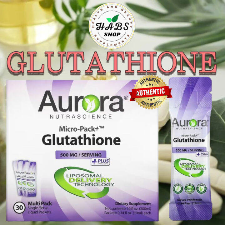(EXP. APRIL 2024) Aurora Nutrascience, Micro-Pack+ Glutathione, 500 mg, 1 Packet, 0.34 fl oz (10 ...