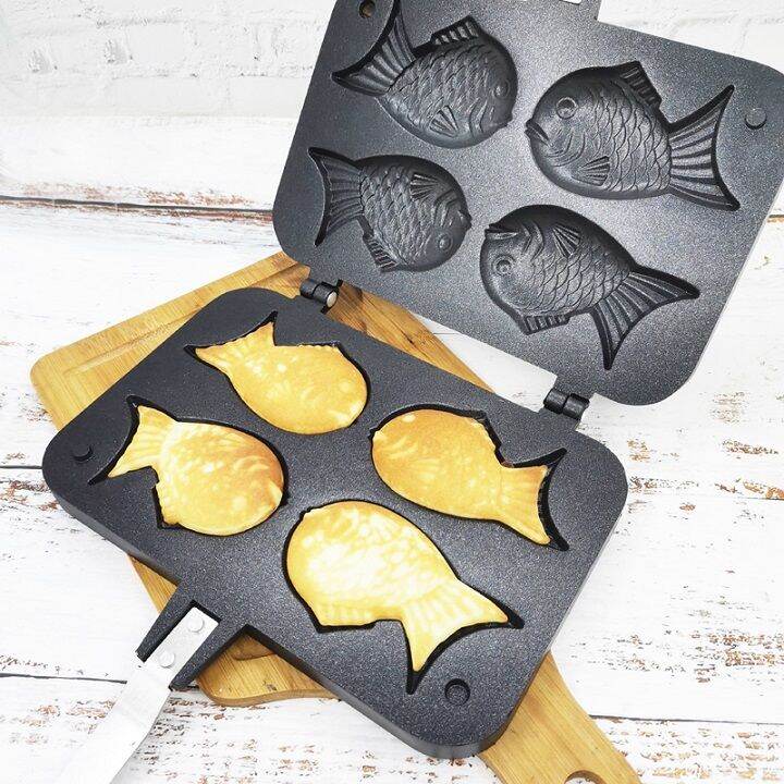 Khuôn Nướng Bánh Cá 4 Con 10 x 5 cm Taiyaki Chống Dính Pan Waffer maker ...