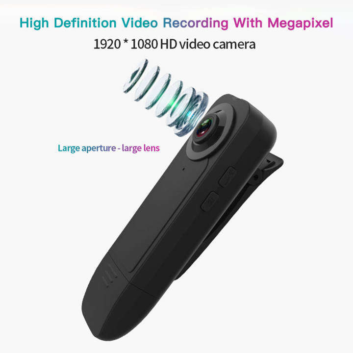 V-A18 Mini Camera With Pocket Clip Portable Security Camera Support TF ...