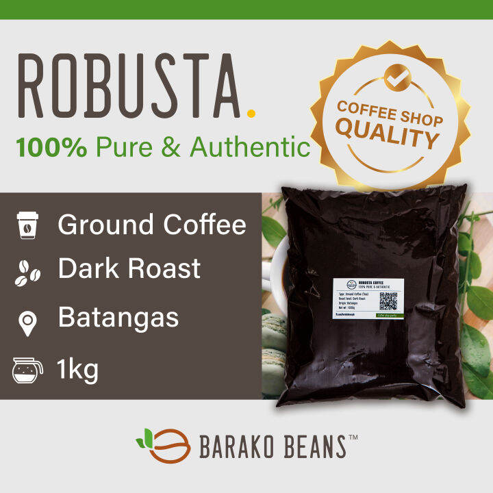 1kg Robusta Ground - Dark Roast - Batangas Coffee (Barako Beans PH ...