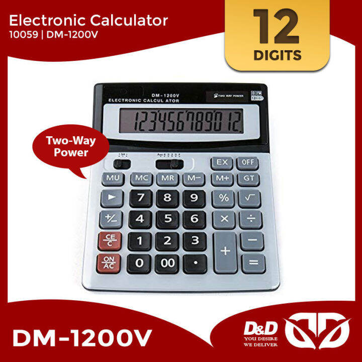 D&D | CAS DM-1200V 12-Digits Electronic Calculator Two-Way Power Big ...