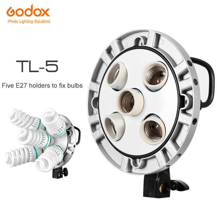 Godox TL-5 Studio E27 5 Socket Bulb Tricolor Light Lamp Multi Holder ...