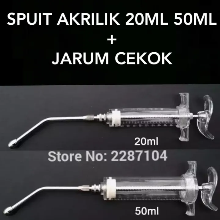 Suntikan 20ml 50ml Spet Loloh Jarum Cekok Kambing Sapi Domba Syringe Feeder Drencher Spuit Mika ...