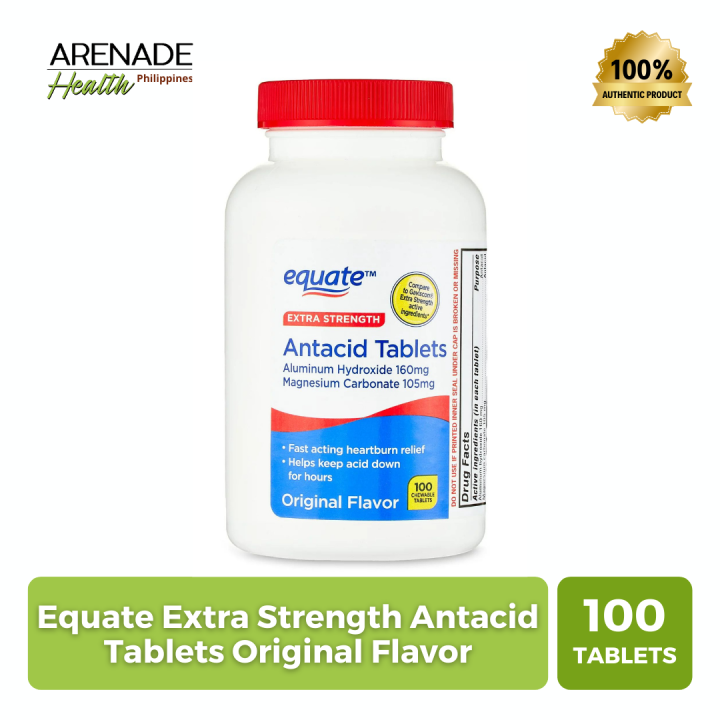 Equate Extra Strength Antacid Tablets Original Flavor 100 Chewable ...
